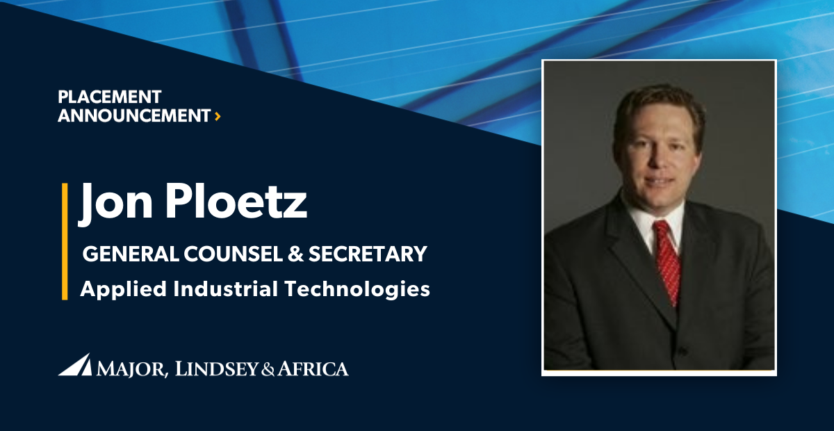 MLA Places Jon Ploetz as General Counsel and Secretary at Applied ...