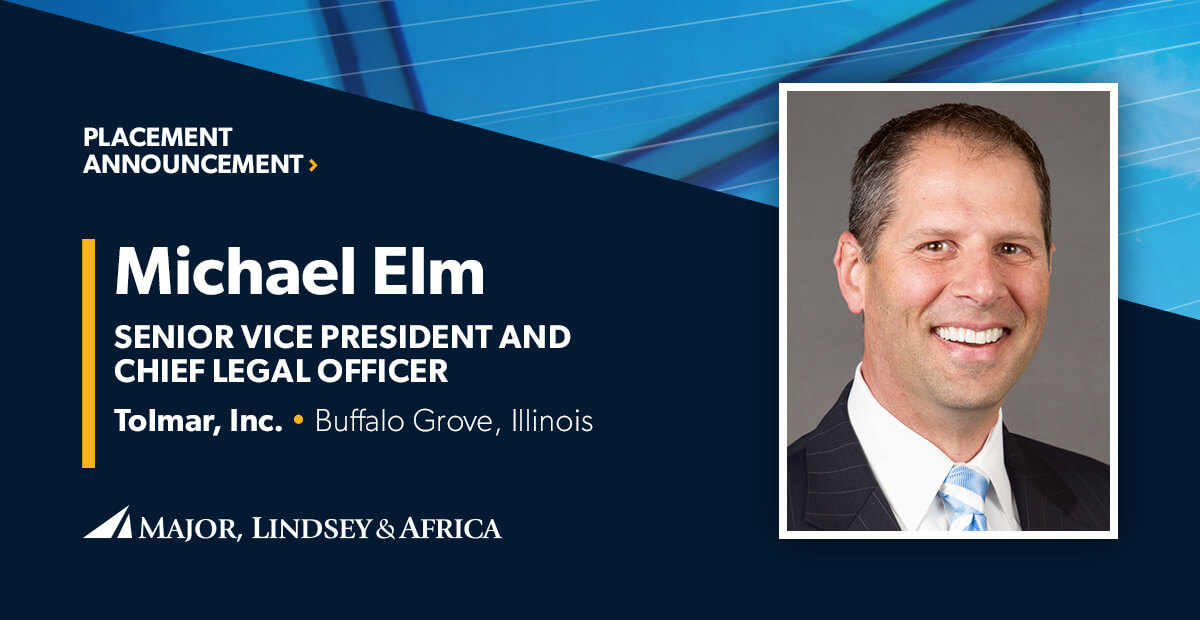 MLA Places Michael Elm as Chief Legal Officer at Tolmar, Inc.