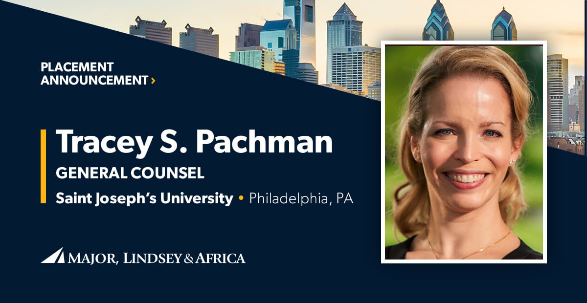 MLA Places Tracey S. Pachman as General Counsel of Saint Joseph’s ...