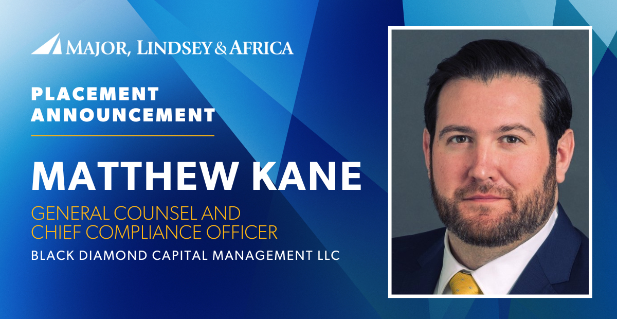 MLA Places Matthew Kane as General Counsel and Chief Compliance Officer with Black Diamond ...