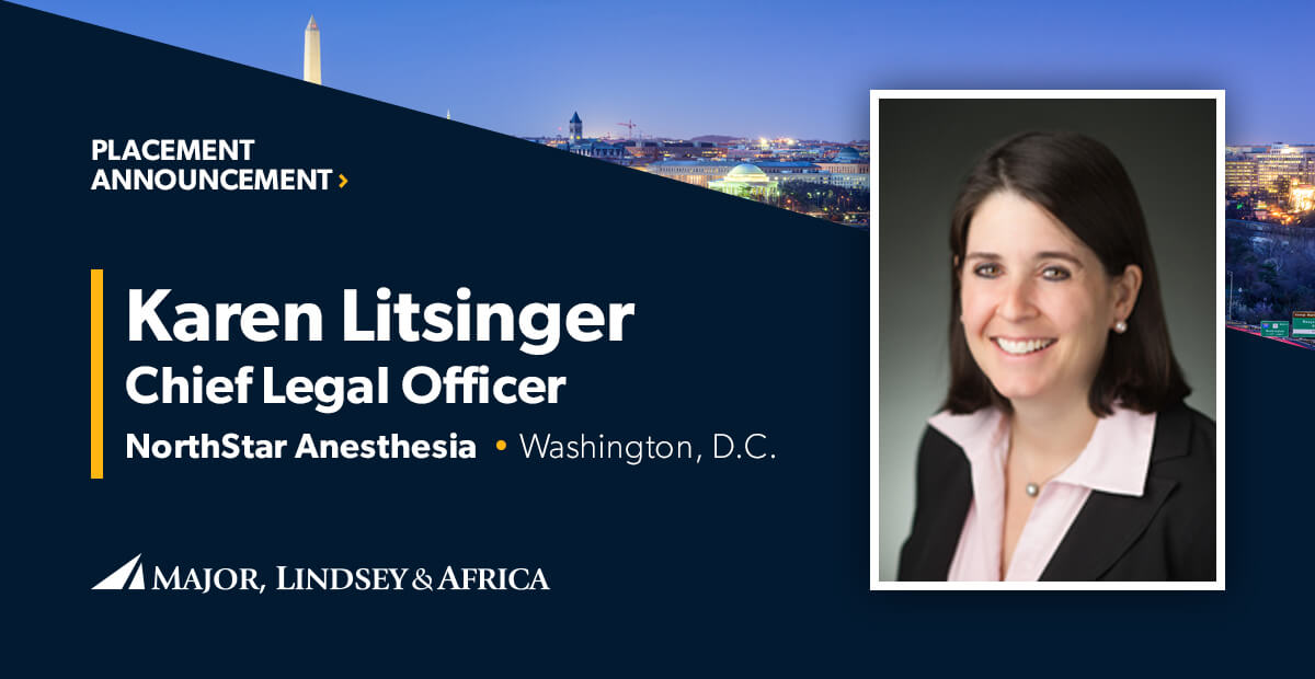 Major, Lindsey & Africa Places Karen Litsinger as NorthStar Anesthesia ...