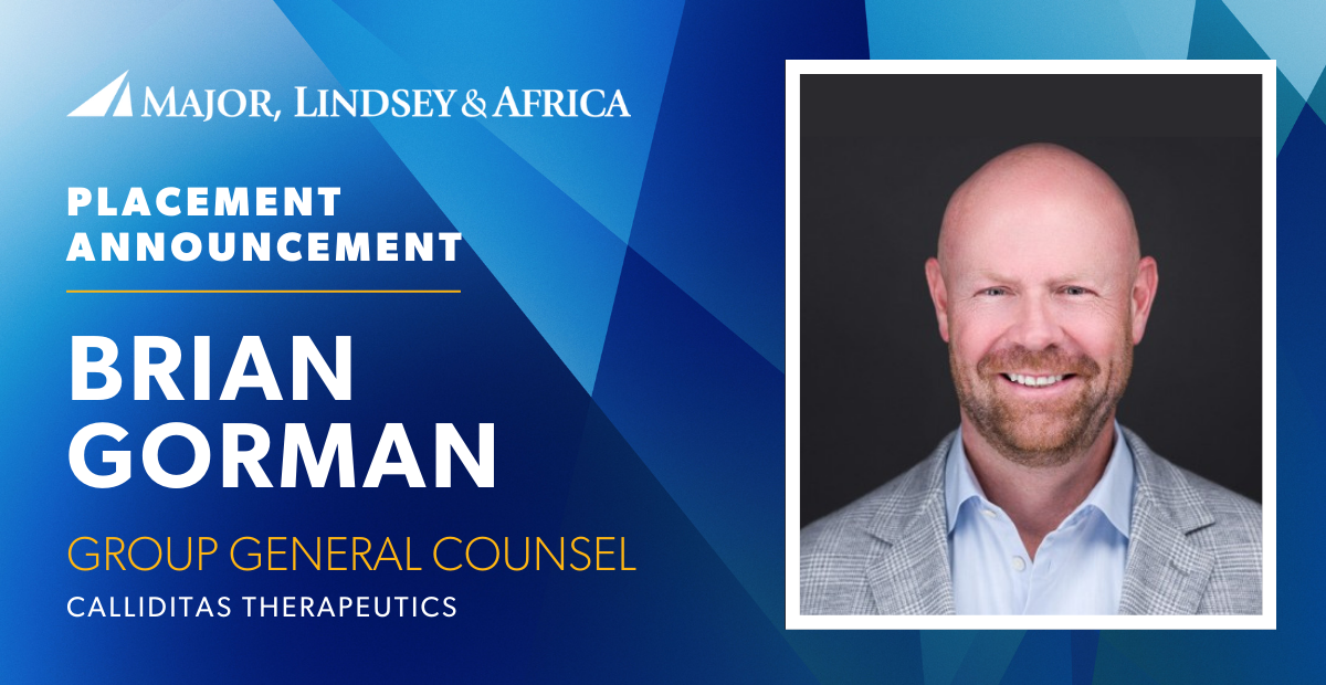 MLA Places Brian Gorman as Group General Counsel at Calliditas Therapeutics AB